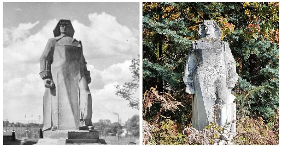 Rzeźba Hutnik z WPKiW dziś stoi w krzakach w Parku Śląskim. Może zechce ...