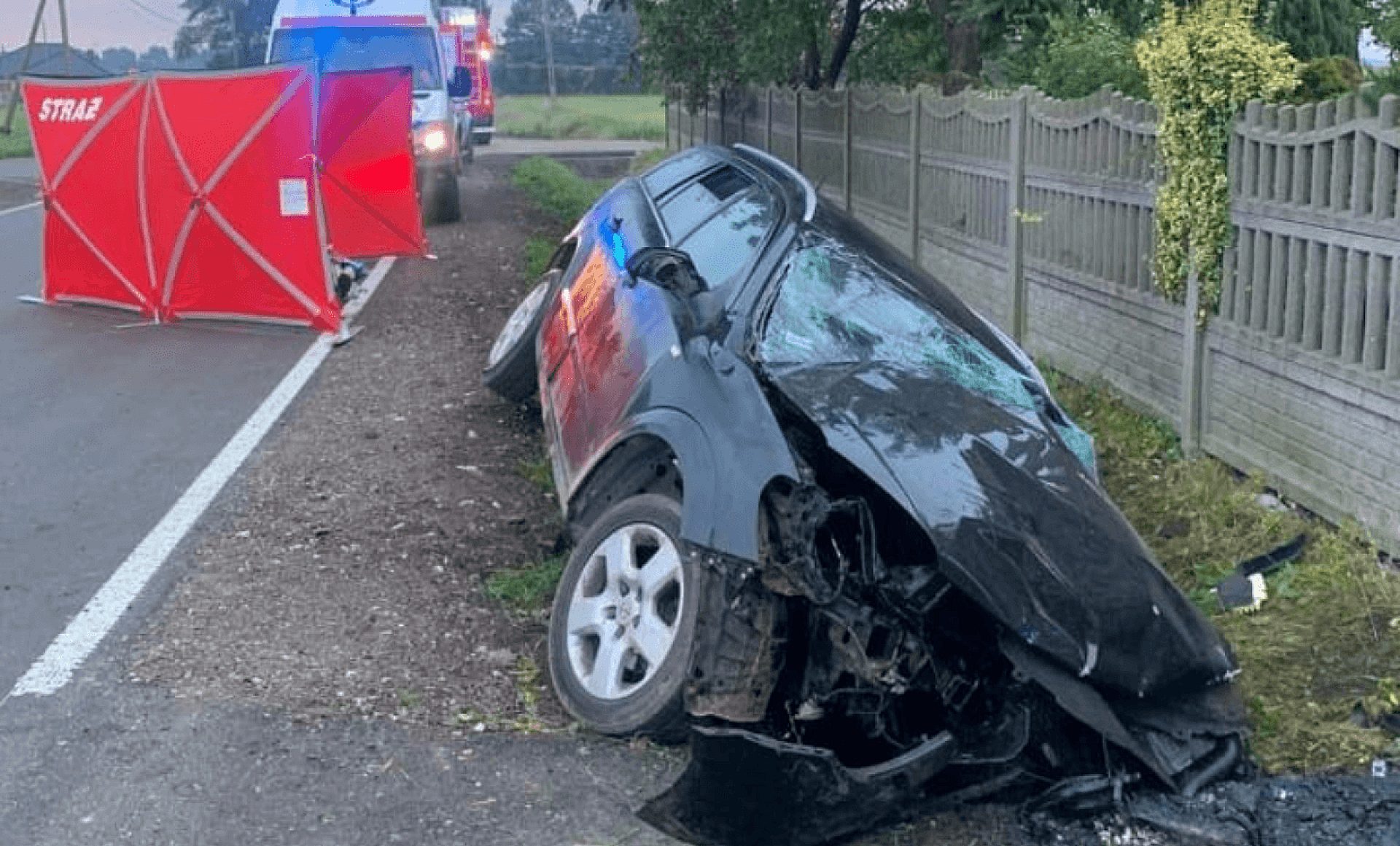 Wielowieś. Tragiczny wypadek w pow. gliwickim. Zginął 37-letni kierowca, który uderzył w ...